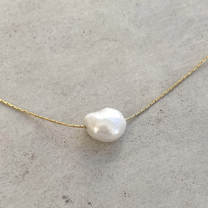 One Pearl Necklace on Gold Filled Chain – HLcollection - Handmade Gold ...