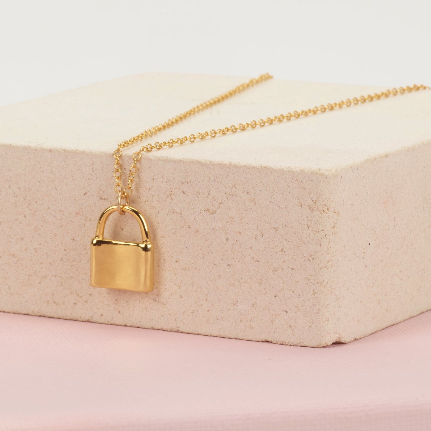 Gold Lock Charm Necklace – HLcollection - Handmade Gold and Silver Jewelry